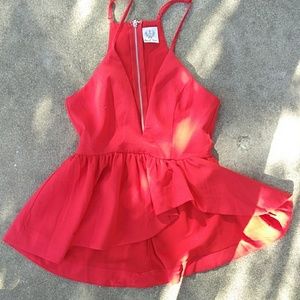 Angel Biba | Tops | Angel Biba Red Peplum Deep V Wire Top 8 Small ...